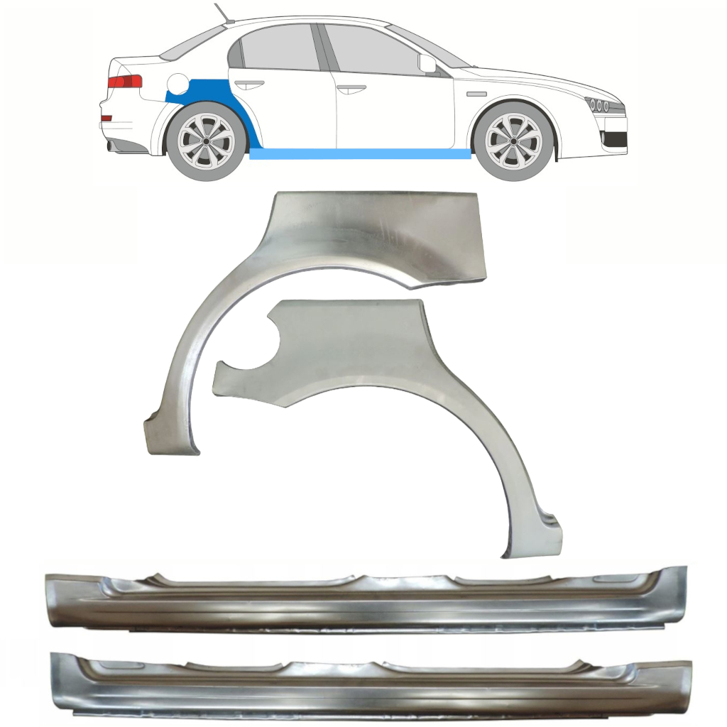 Complete sill and rear wing repair panel for Alfa Romeo 159 2005-2012 ...