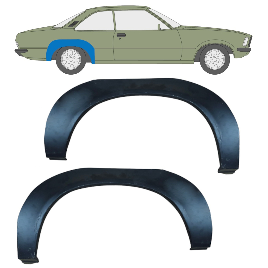 Rear wing repair panel for Opel Rekord D 1972-1977 / Left+Right / Set 11100