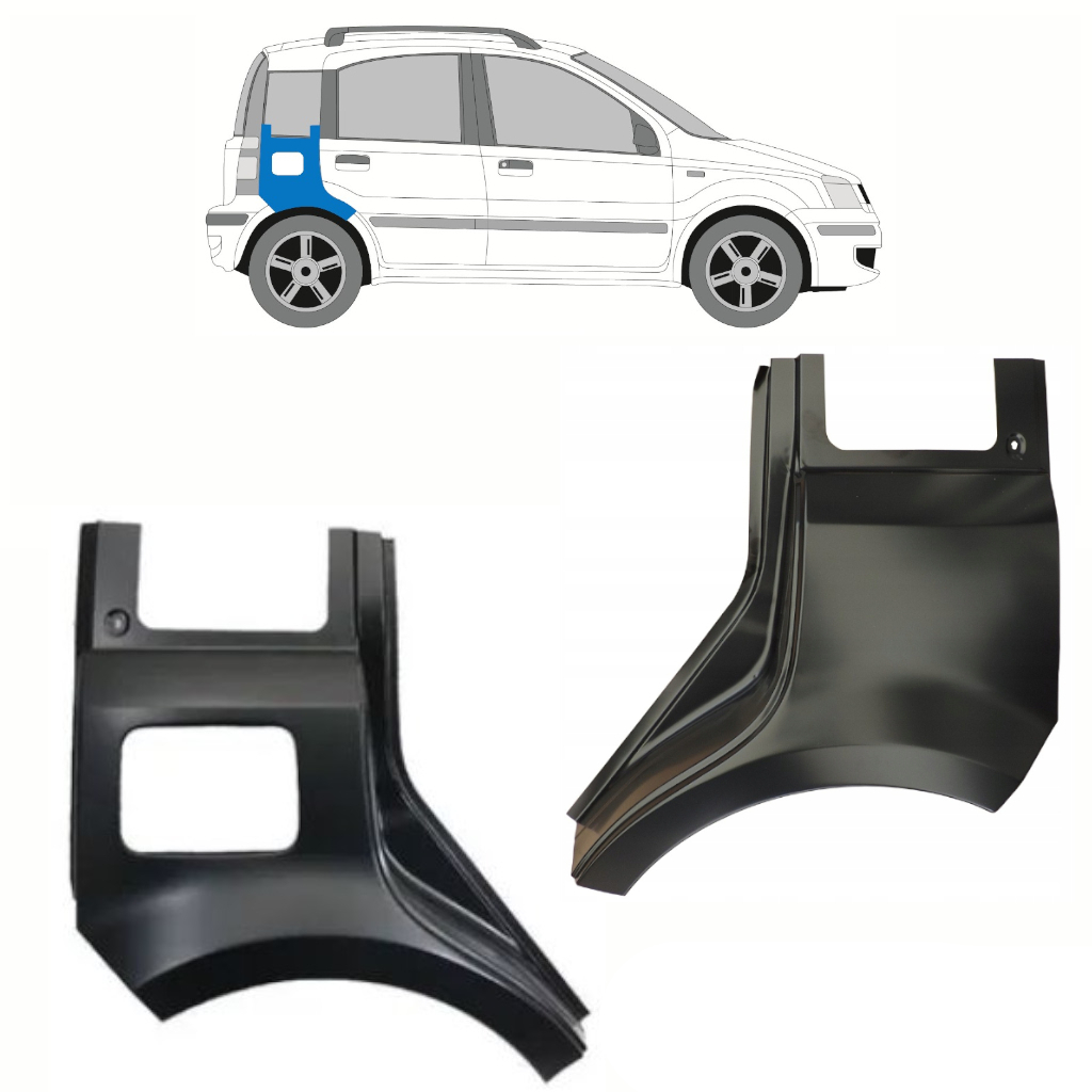 Rear wing repair panel for Fiat Panda 2003-2012 / Left+Right / Set 10753